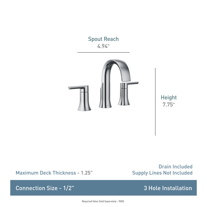 Moen Doux Two-Handle Widespread Bathroom Faucet Trim Kit, Valve Required & Reviews | Wayfair